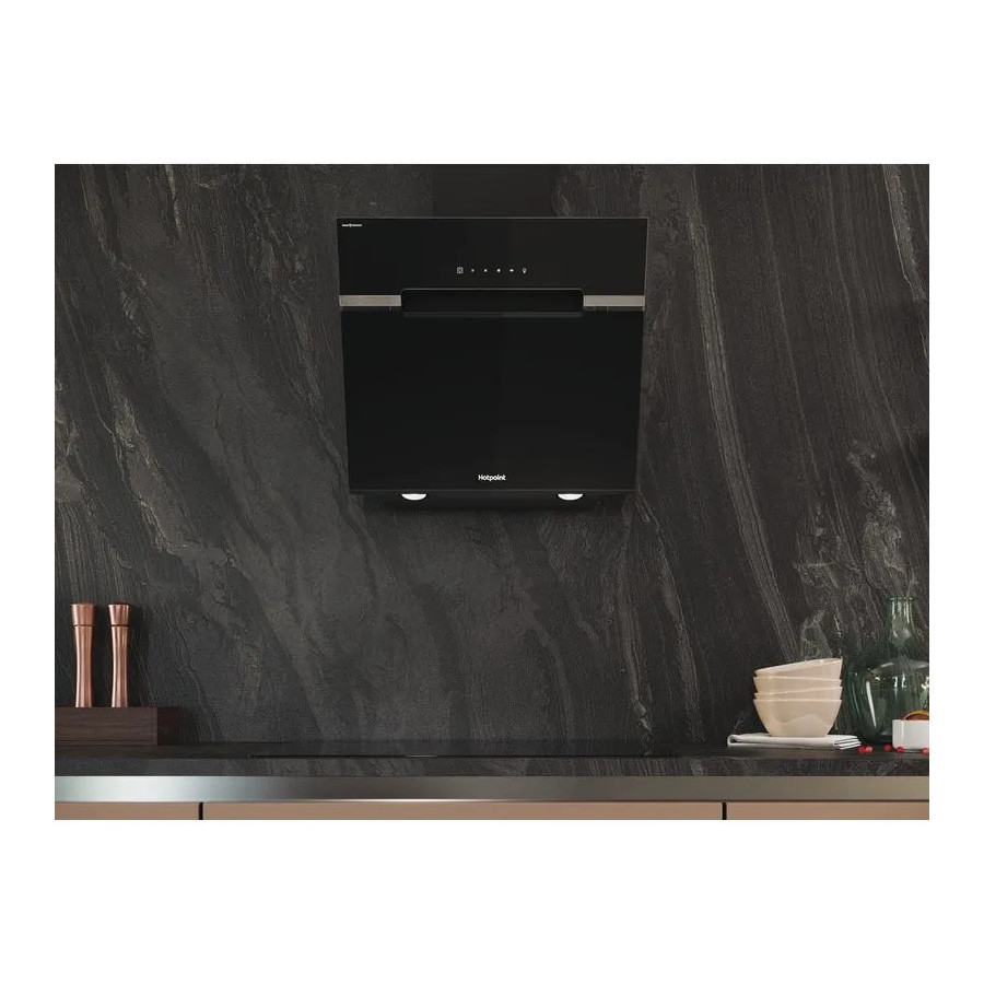 Hotpoint PHVS61FLTDPK 60 cm Angled Chimney Cooker Hood – Black – Empire ...