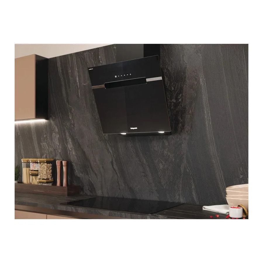 Hotpoint PHVS61FLTDPK 60 cm Angled Chimney Cooker Hood – Black – Empire ...