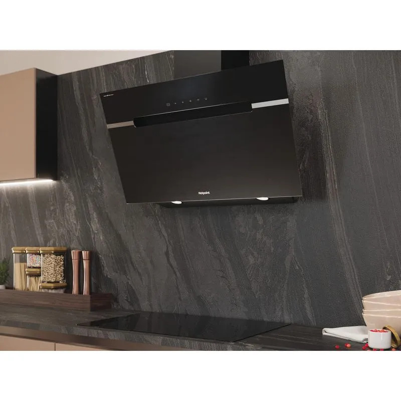 Hotpoint PHVS91FLTDPK 90 cm Angled Chimney Cooker Hood – Black – Empire ...
