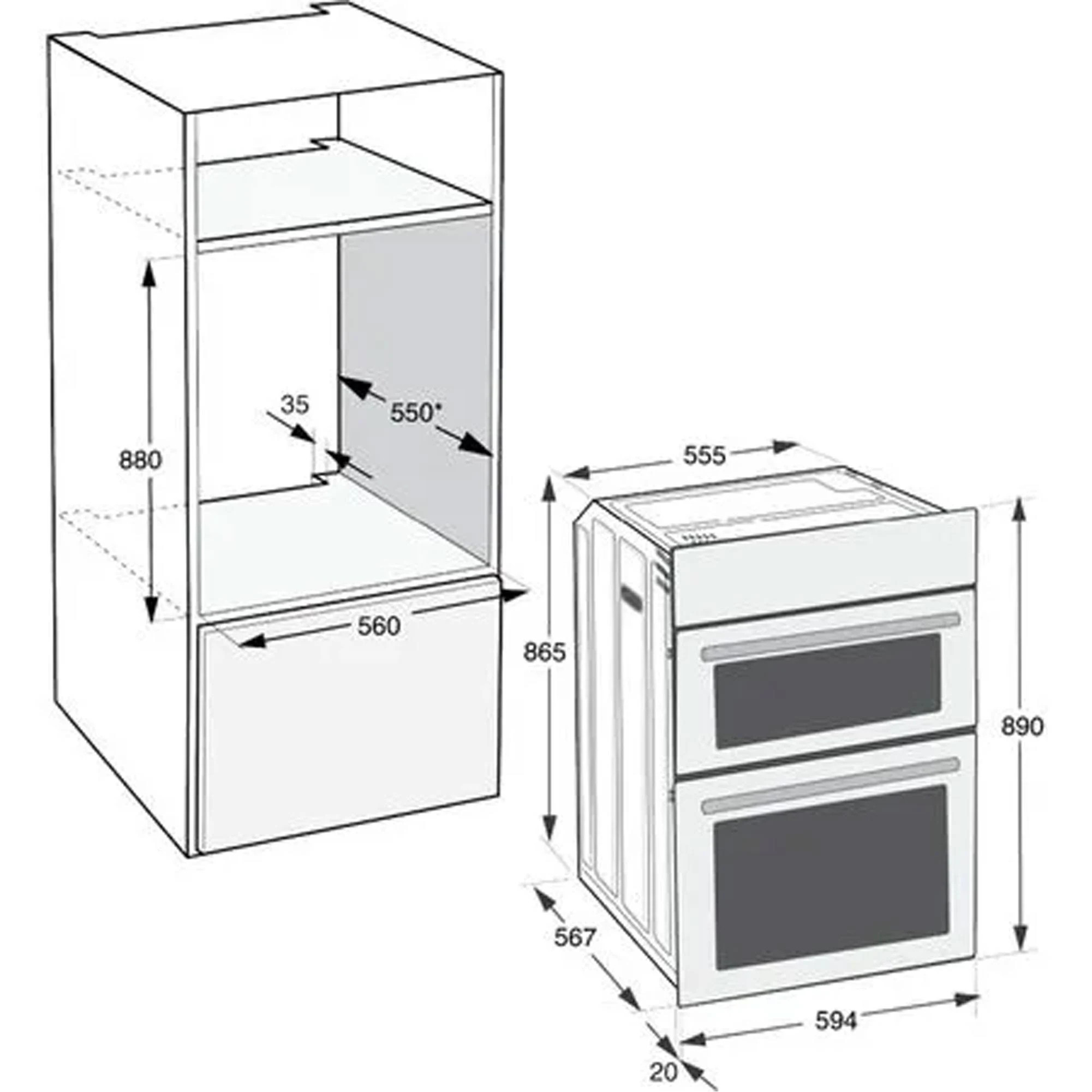 Indesit DUI10DIX Built-Under Electric Double Oven – Stainless Steel ...