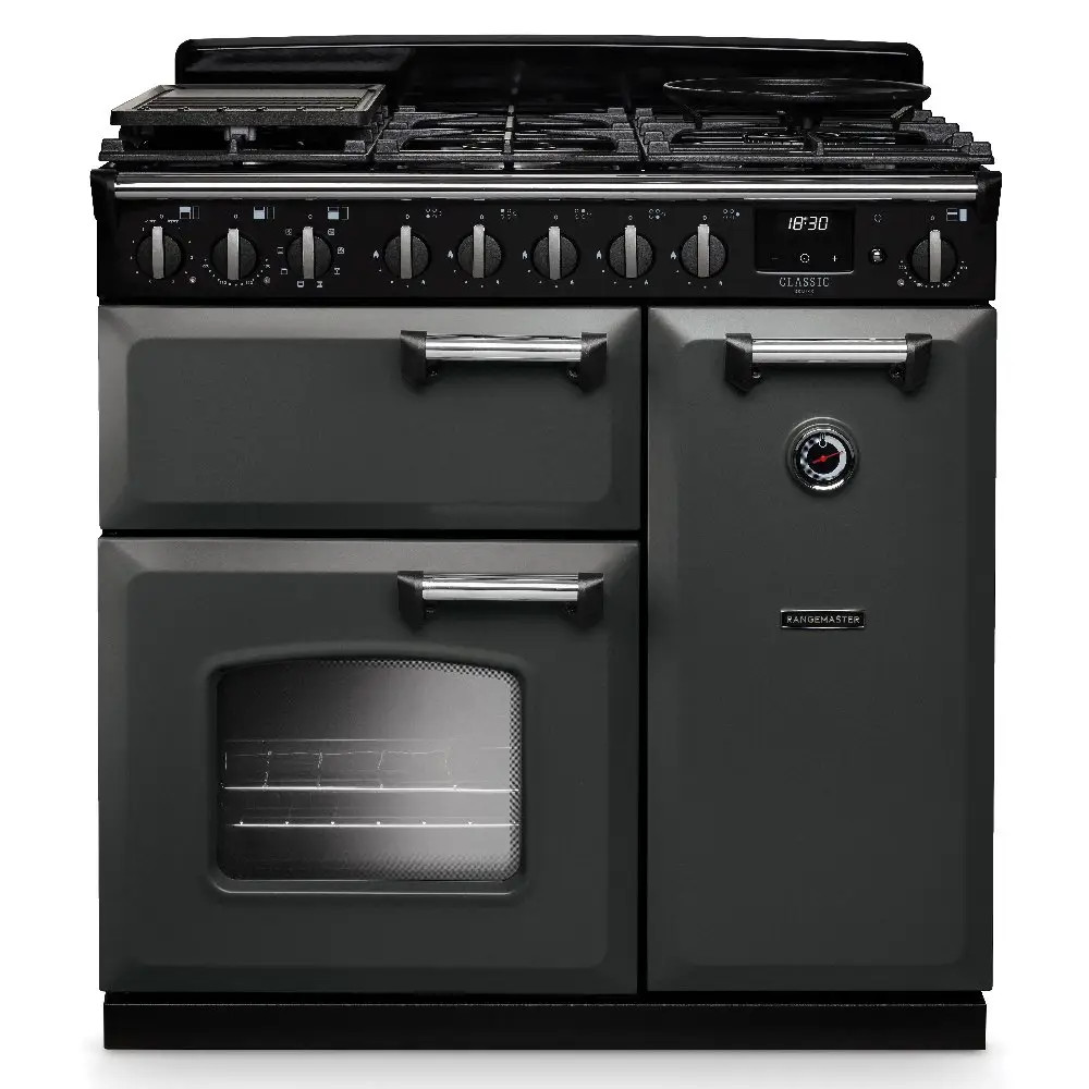 Rangemaster CLDL90DFPSLT/CM1 Classic Deluxe 90cm Dual Fuel Range Cooker ...