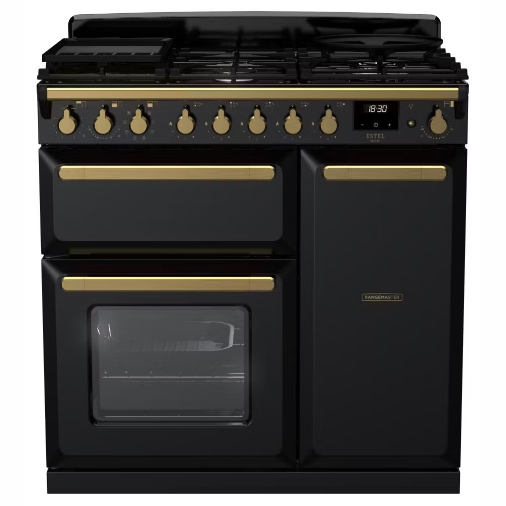Rangemaster ESDL90DFPGBL/AB1 Estel Deluxe 90cm Dual Fuel Range Cooker ...